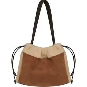 Strathberry Midi Suede & Genuine Shearling Handbag - Tan