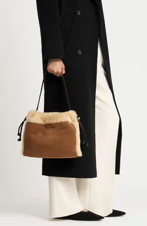 Strathberry Midi Suede & Genuine Shearling Handbag