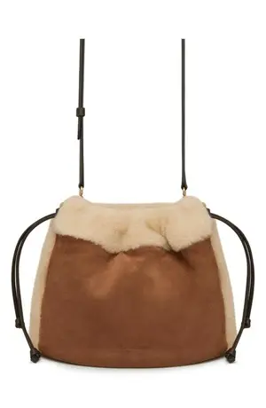 Strathberry Midi Suede & Genuine Shearling Handbag