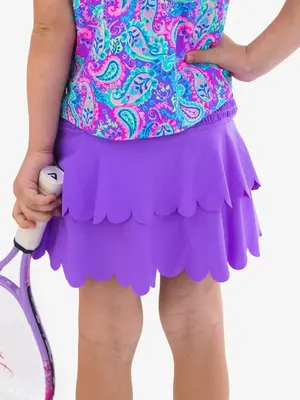 RUFFLEBUTTS Upf 50+ Active Tiered Flare Skort - Neon Purple