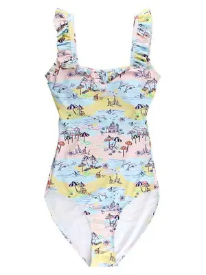 RUFFLEBUTTS UPF 50+ Ruffle One-Piece Swimsuit Beach Day