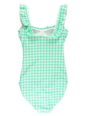 RUFFLEBUTTS Upf 50+ Ruffle One-piece Swimsuit - Spring Green Gingham