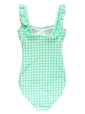 RUFFLEBUTTS Upf 50+ Ruffle One-piece Swimsuit - Spring Green Gingham