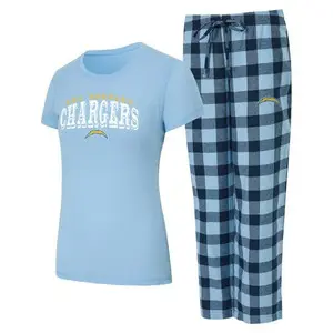 CONCEPTS SPORT Los Angeles Chargers Avondale T-Shirt & Flannel Pants PJ Set Powder Blue