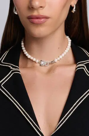 NIALAYA Panther Head Pearl Choker