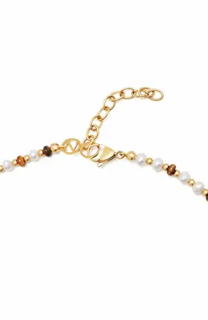 NIALAYA Mini Beaded Pearl Tiger Eye Choker