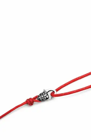 NIALAYA Fleur De Lis Lock String Bracelet - Red/silver