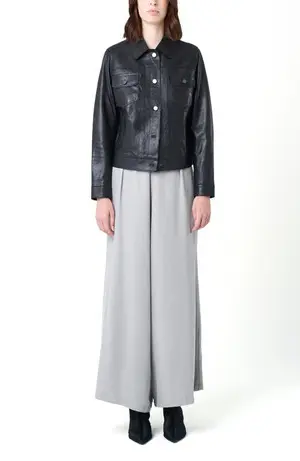 VELEZ Kalaha Leather Trucker Jacket - Black