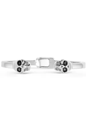 NIALAYA JEWELRY Sculpted Skull Stainless Steel Bangle - Silver