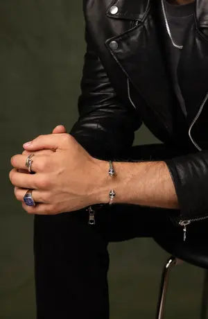 NIALAYA JEWELRY Sculpted Skull Stainless Steel Bangle