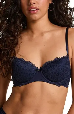 Hunkemoller Marine Padded Underwired Bra - Blue