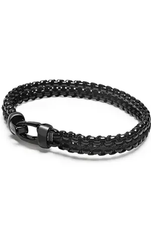 NIALAYA Woven Box Chain Bracelet - Total Black