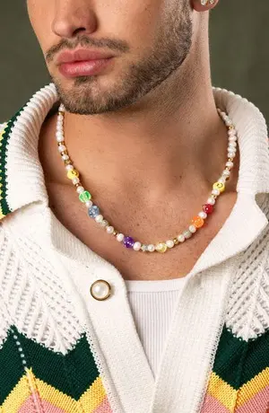 NIALAYA JEWELRY Dice And Pearl Necklace - Multi-color