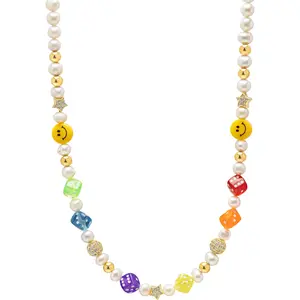 NIALAYA JEWELRY Dice And Pearl Necklace - Multicolor