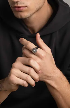 NIALAYA JEWELRY Evil Eye Stainless Steel Ring