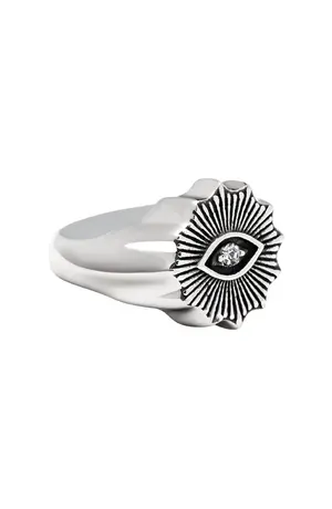 NIALAYA JEWELRY Evil Eye Stainless Steel Ring - Silver
