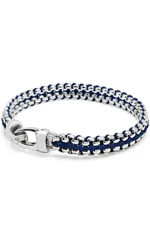 NIALAYA Woven Box Chain Bracelet - Navy