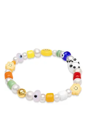 NIALAYA JEWELRY Baroque Pearl And Glass Bead Bracelet Panda Pearl