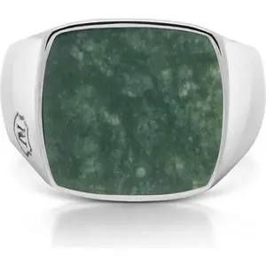 NIALAYA Silver Finish Signet Ring Silver/african Turquoise
