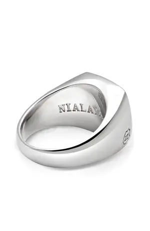 NIALAYA Silver Finish Signet Ring - Silver/onyx