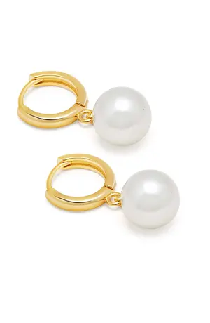 NIALAYA Pearl Drop Hoop Earrings