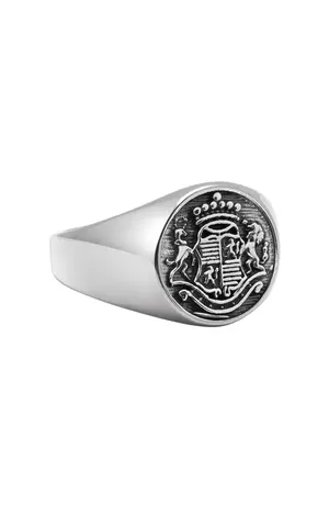 NIALAYA JEWELRY Stainless Steel Crest Ring - Silver