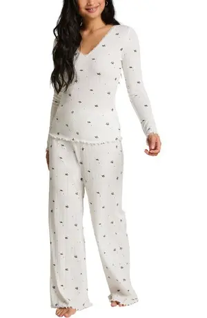 Hunkemoller Pointelle Pyjama Set - White Mistletoe