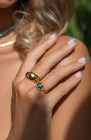 NIALAYA Skyfall Turquoise Evil Eye Ring