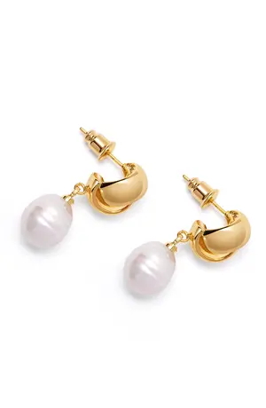 NIALAYA Pearl Drop Earrings - Gold