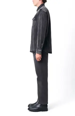 VELEZ Alcor Long-sleeve Cotton Overshirt With Leather Details - Black