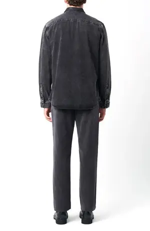 VELEZ Alcor Long-sleeve Cotton Overshirt With Leather Details - Black