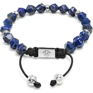 NIALAYA Sterling Silver Beaded Bracelet - Blue