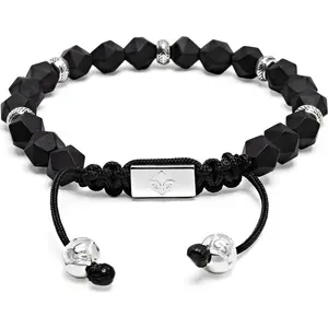 NIALAYA Sterling Silver Beaded Bracelet - Matte Black Onyx