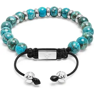 NIALAYA Sterling Silver Beaded Bracelet - Turquoise