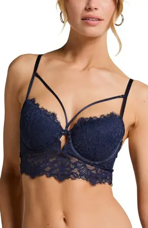 Hunkemoller Isabella Padded Underwired Longline Bra - Blue