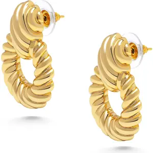 NIALAYA Twisted Rope Stud Earrings - Gold Twisted Rope