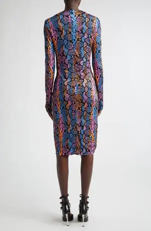 Versace Python Print Liquid Jersey Dress - Sky Pink Sapphire Spice