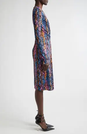 Versace Python Print Liquid Jersey Dress - Sky Pink Sapphire Spice