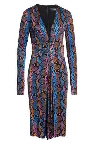 Versace Python Print Liquid Jersey Dress - Sky Pink Sapphire Spice