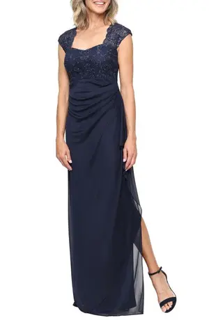 Alex Evenings Sequin And Beaded Empire Waist Gown