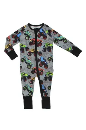 FLETCH Monster Truck Print Romper - Gray