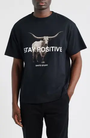 SANTO STUDIO Positivity Cotton Graphic T-shirt