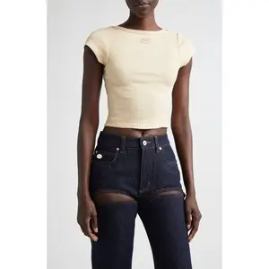 Jean Paul Gaultier Needle Patch Rib Baby Tee - Nude