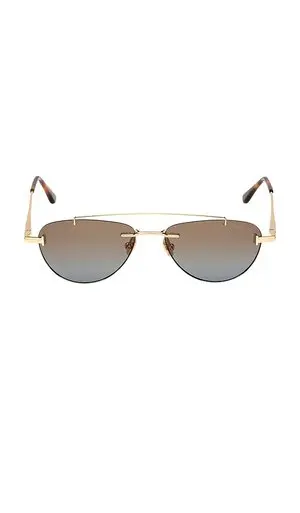 TOM FORD Pilot Sunglasses - Shiny Yellow Gold & Brown