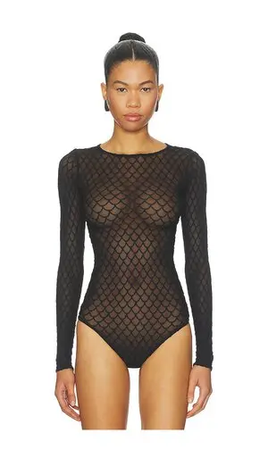 Wolford Velvet Net Illusion Bodysuit - Black