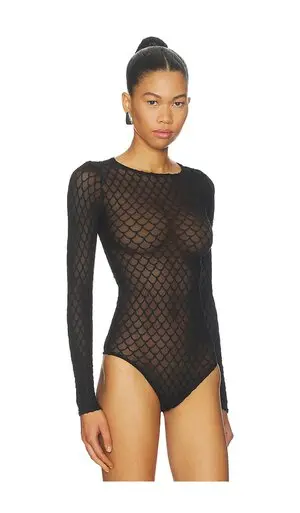 Wolford Velvet Net Illusion Bodysuit - Black