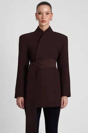 LEAU Hourglass Belted Coat - Brown