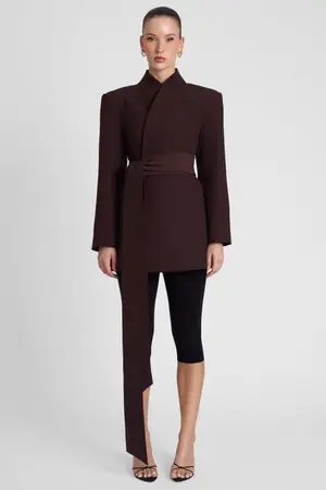 LEAU Hourglass Belted Coat - Brown
