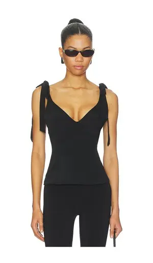 MORE TO COME Brixley Deep V Top With Shoulder Ties
