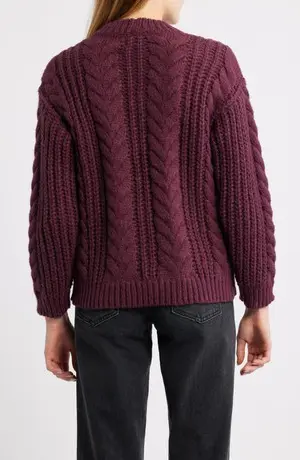 CITY BLUES Cable Knit Sweater - Plum